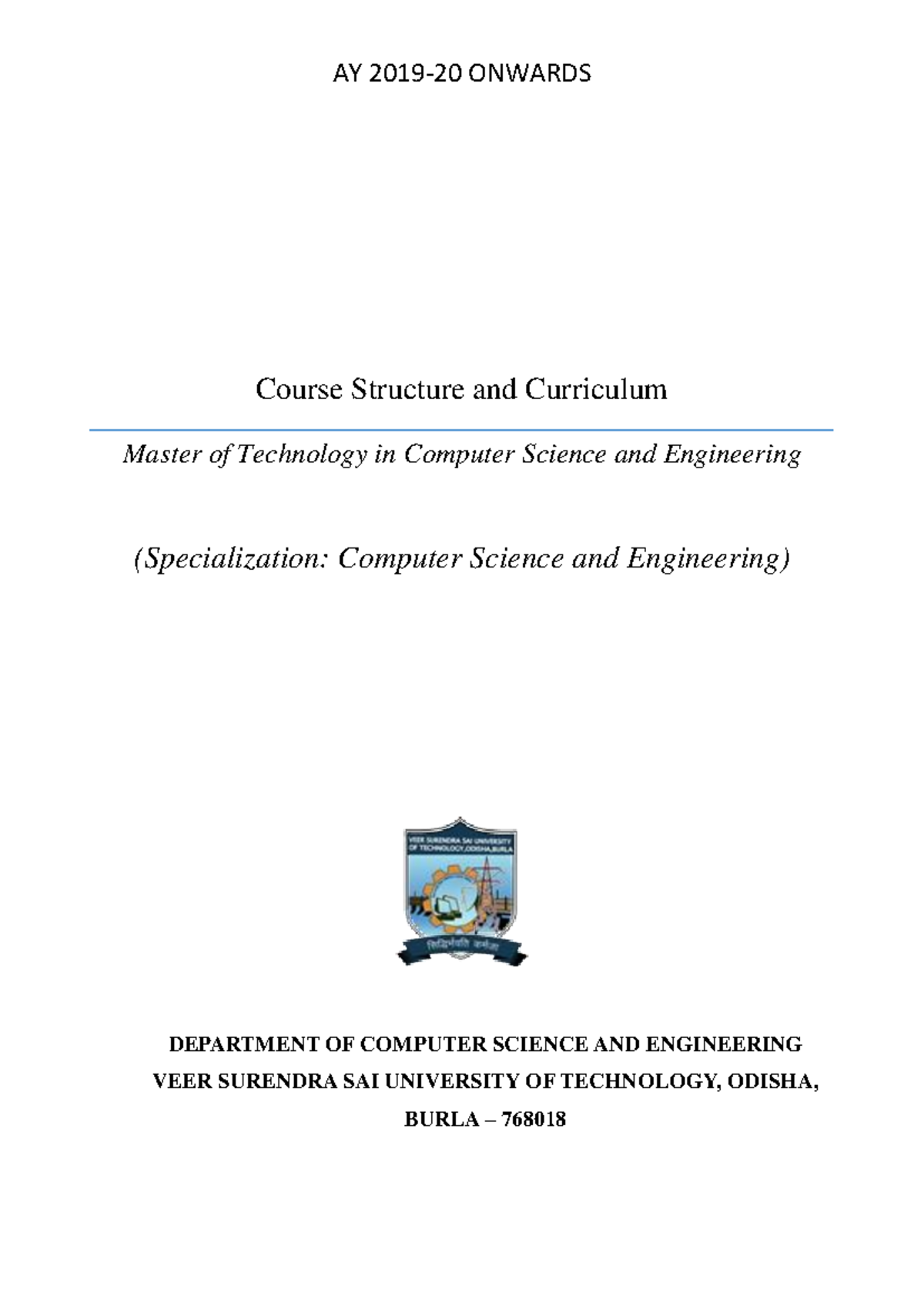 M.Tech-CSE (14) - AY 2019-20 ONWARDS Course Structure and Curriculum Master of Technology in ...