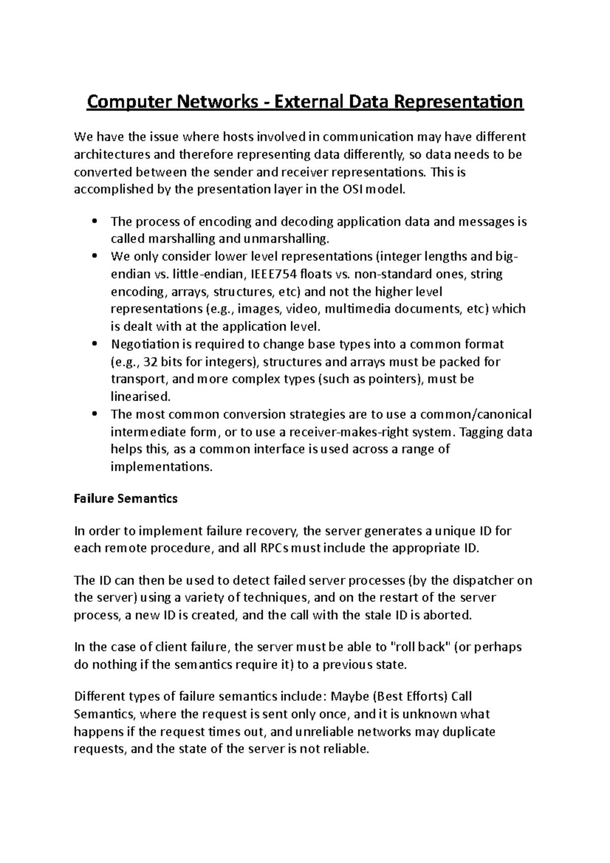 Computer Networks - External Data Representation - This is accomplished ...