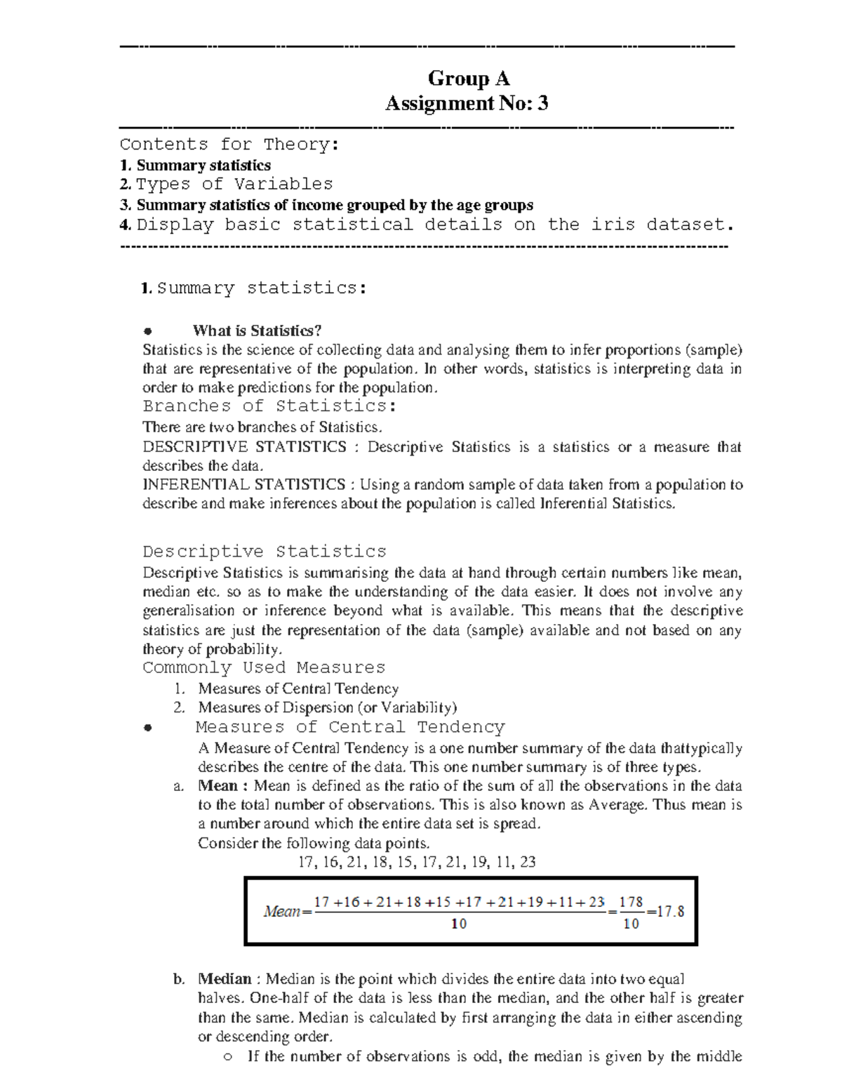 Dsbda lab-manual 3 - Lab manual - Group A Assignment No: 3 Contents for Theory: 1. Summary - Studocu