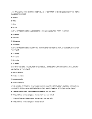 OB Antepartum Nclex Questions Practice Questions full part - A client ...