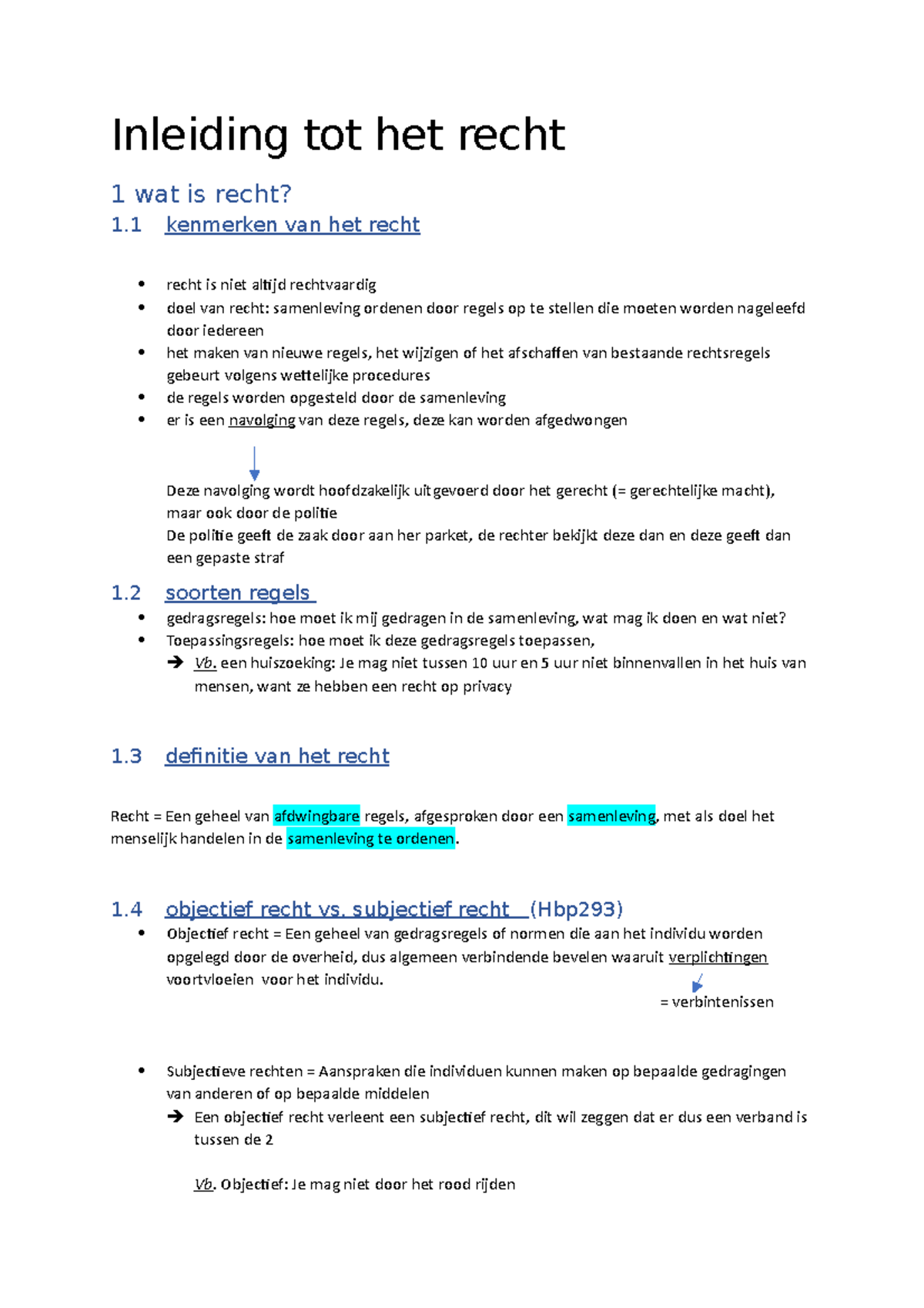 Inleiding recht - Inleiding tot het recht 1 wat is recht? 1 kenmerken ...