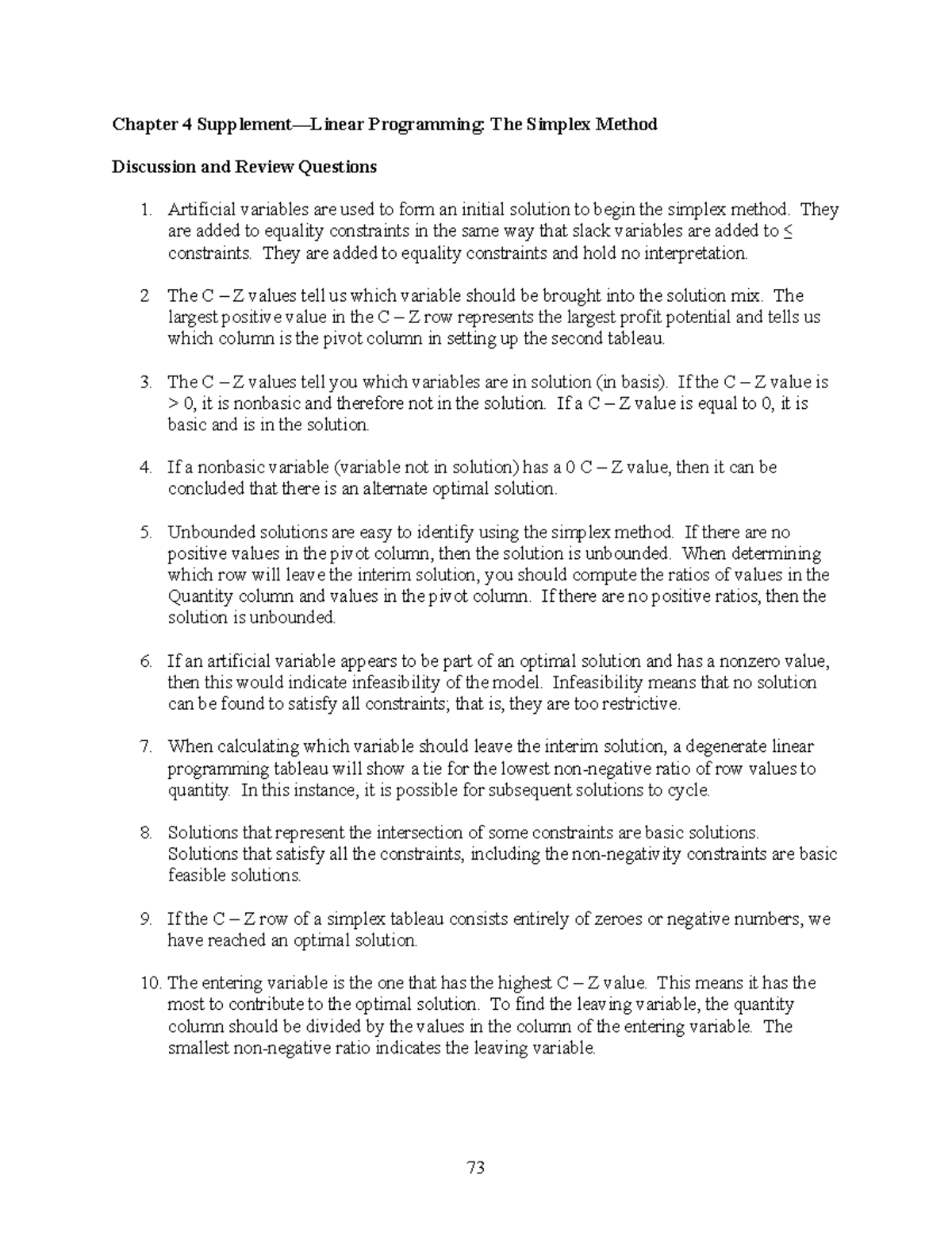 Linear Programming - Notes on operational management - Chapter 4 ...