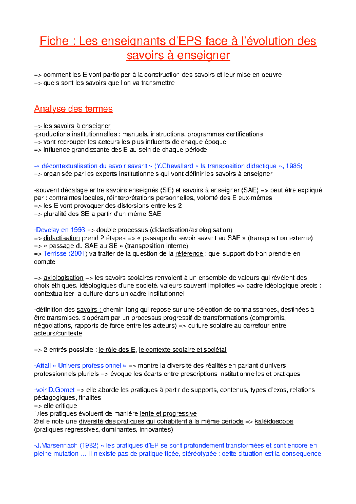 Fiche synthétique- Les enseignants face aux SAE - Fiche : Les enseignants d’EPS face à l ...