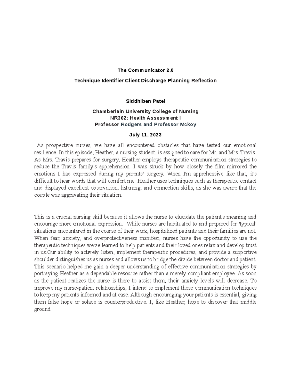 The Communicator 2 - n/A - NR-304 - Chamberlain University - Studocu
