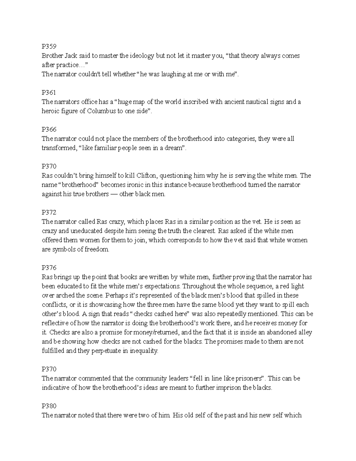 Invisible Man Ch.17 Analysis - P Brother Jack said to master the ...