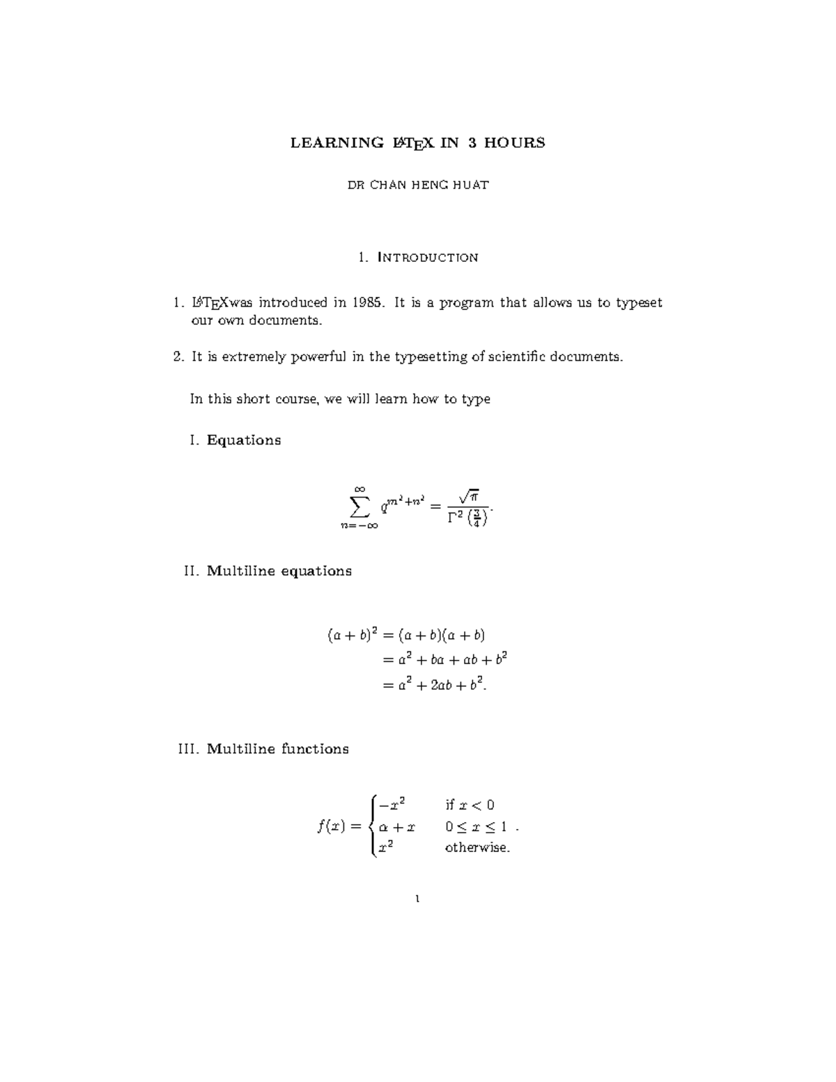 Latex Course Guide to using Latex - MA2001 - NUS - Studocu