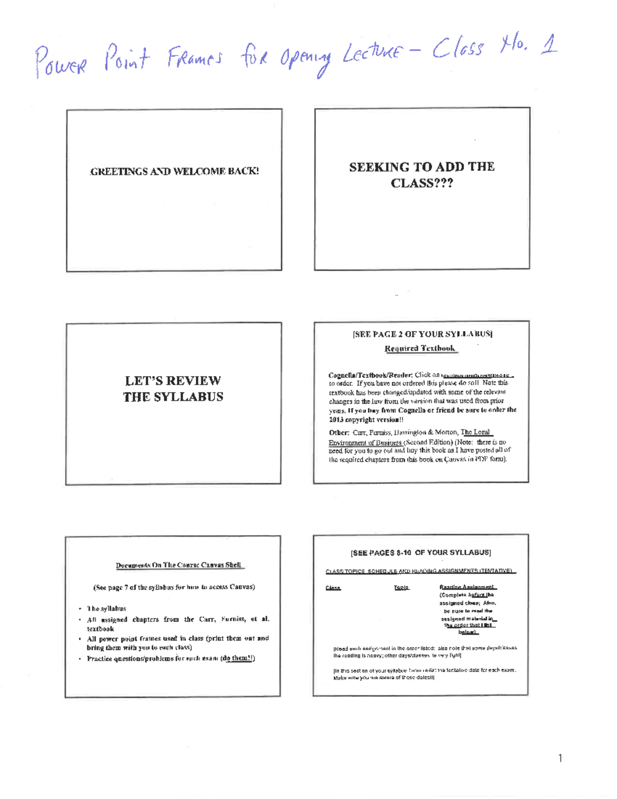 Opening Lecture (Class 1) PPTs - BUS 207 - Studocu