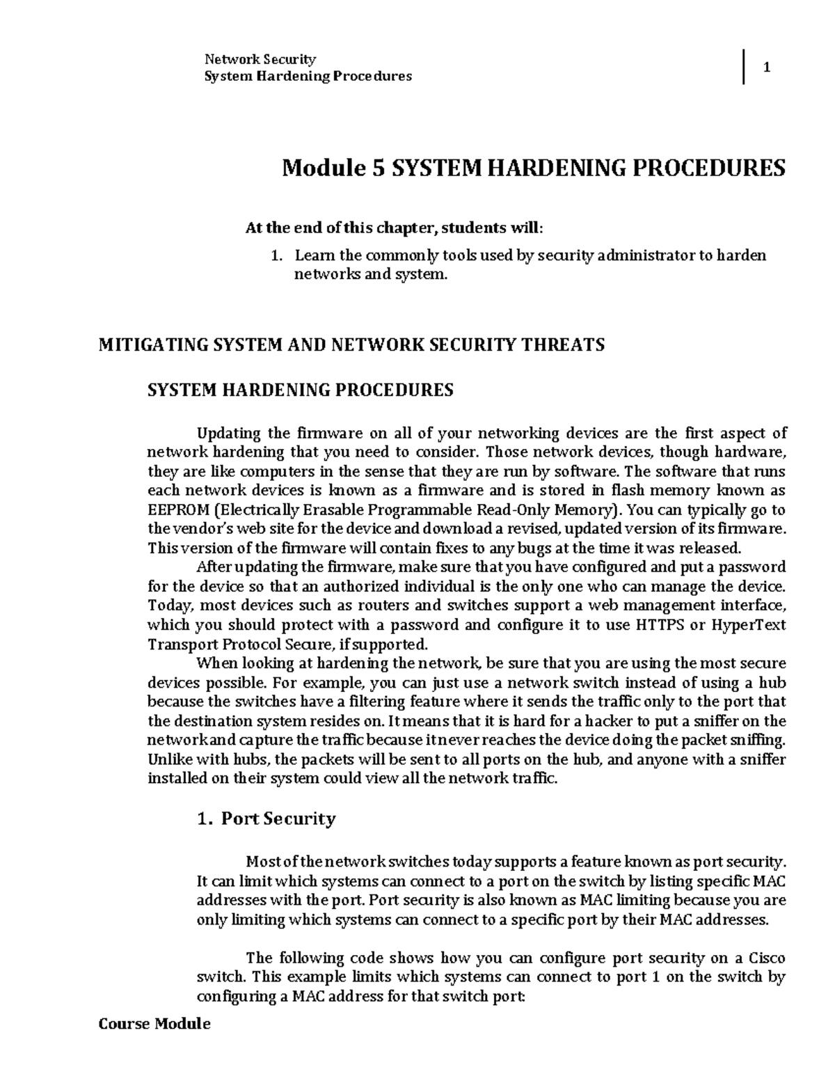 W5-8 -Module 005 System Hardening Procedures - Network Security System ...
