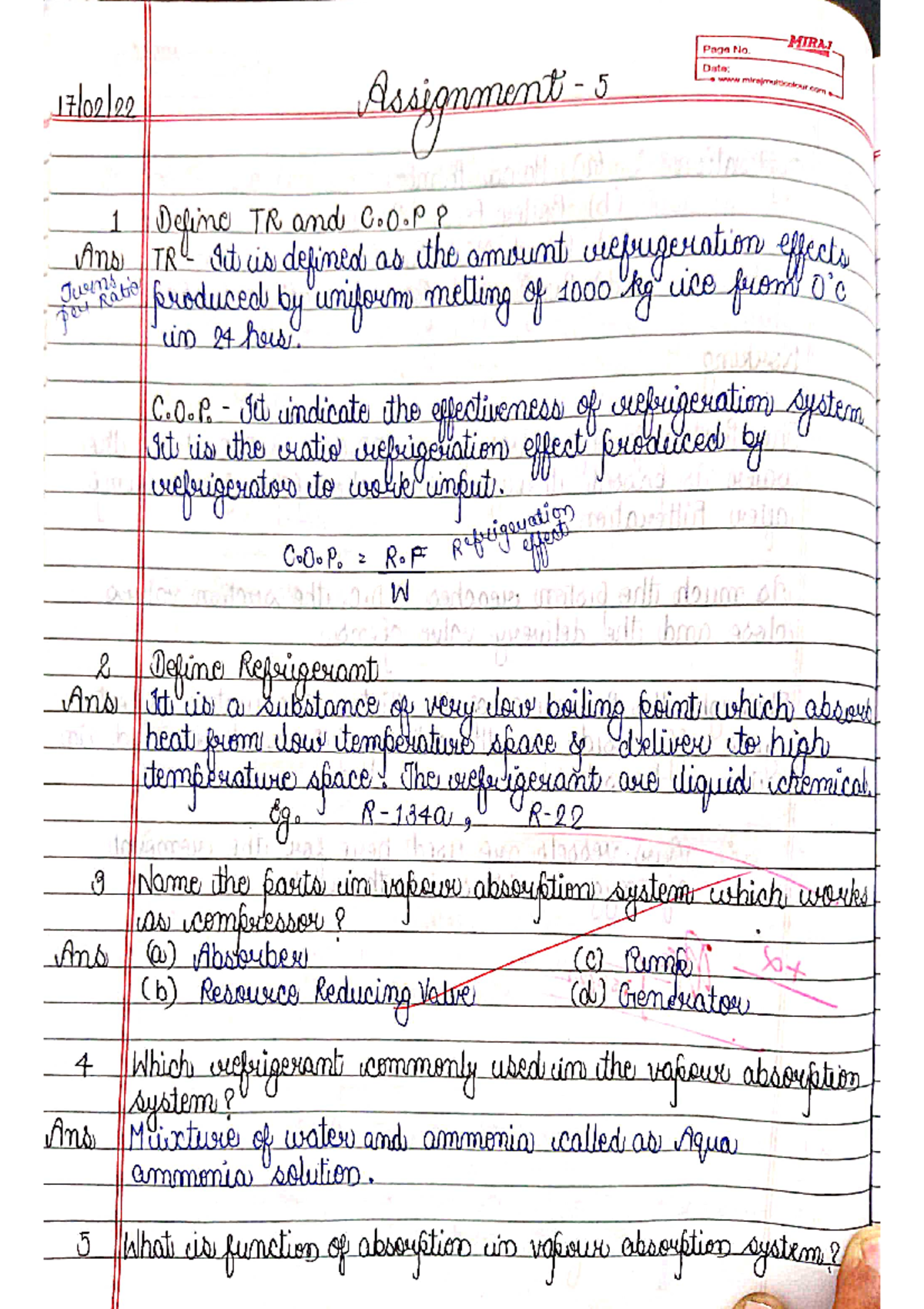 BME- Assignment-5, Solution - Page No. MIRAJ Date: Assignment 5 1 Ans TR It us defined as the ...