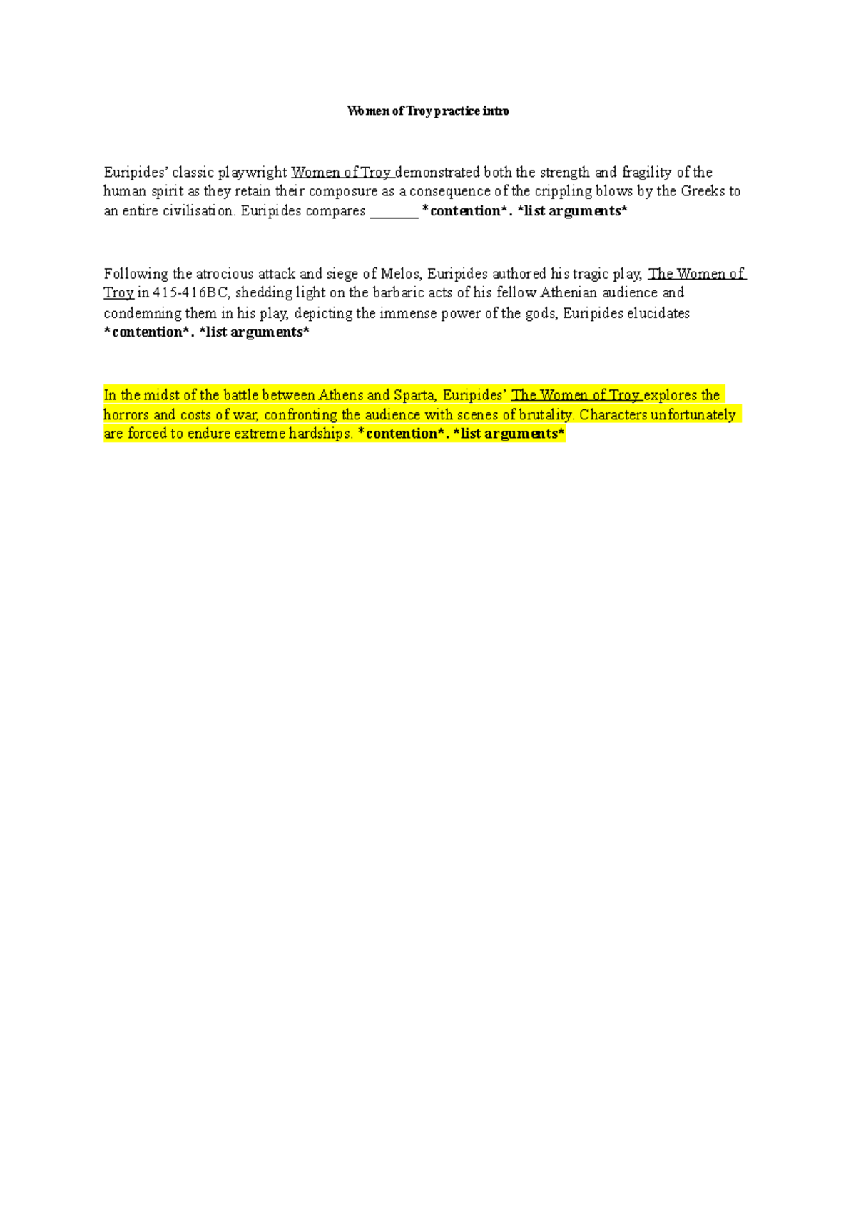 Practice WOT intros - A couple intro ideas to use for your next women ...