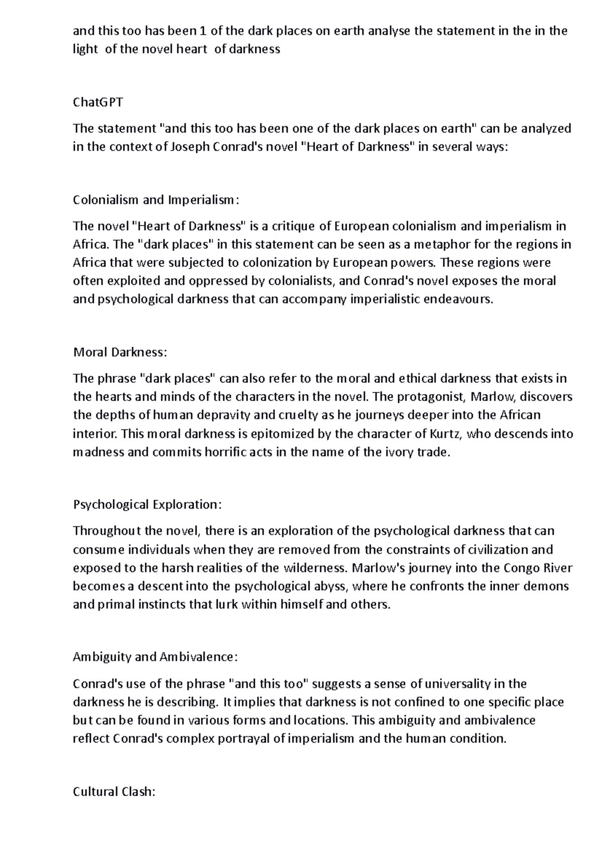 And this too has been 1 of the dark places on earth analyse the ...