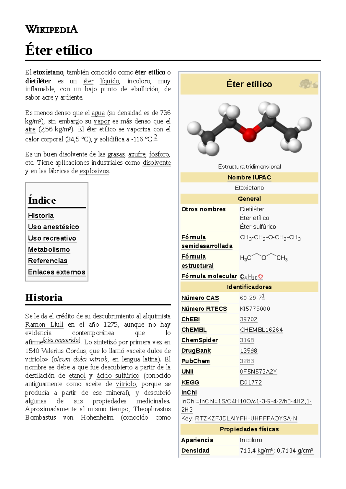 Éter etílico - Éter etílico Estructura tridimensional Nombre IUPAC ...
