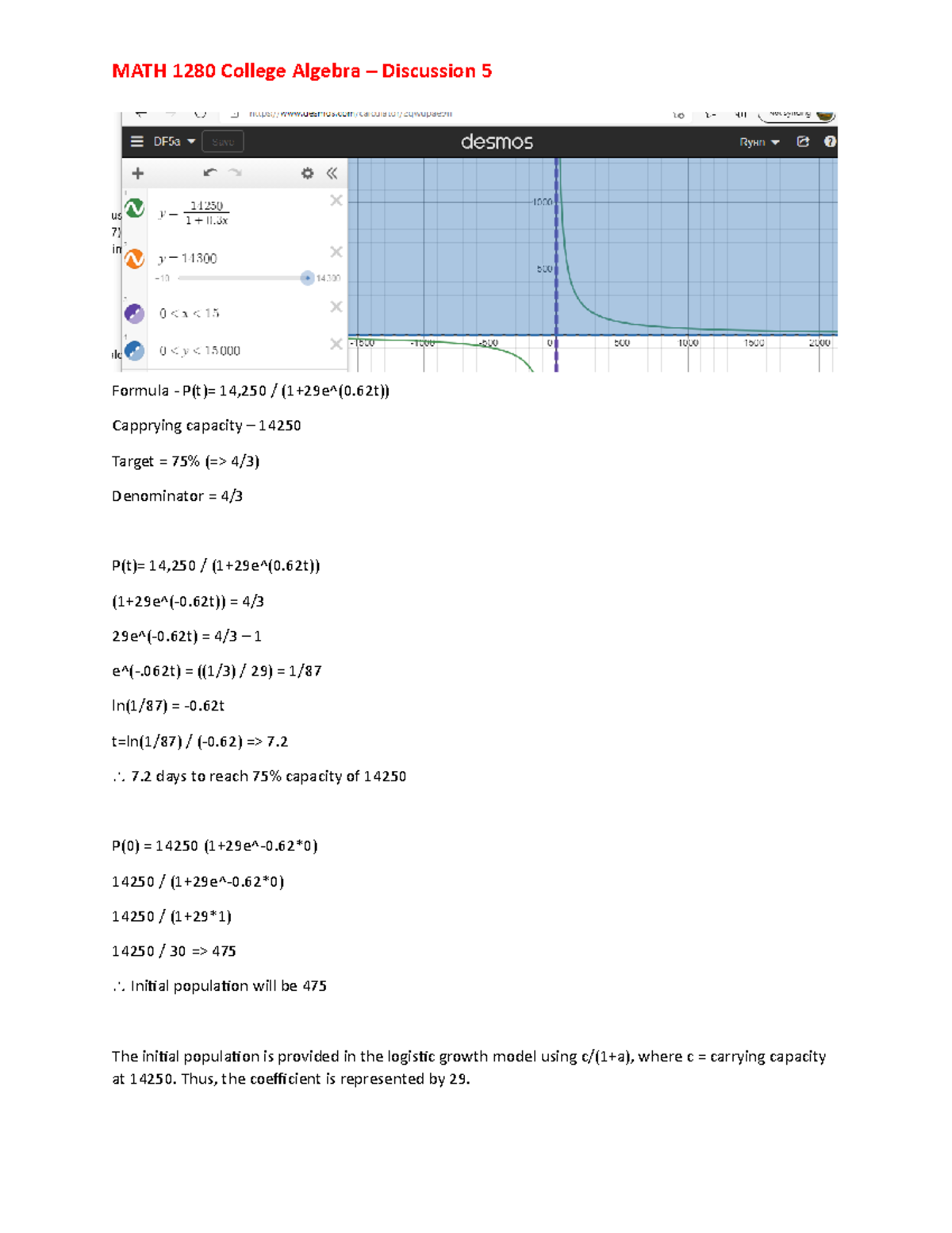MATH 1201 - Discussion 5 - MATH 1280 College Algebra – Discussion 5 ...