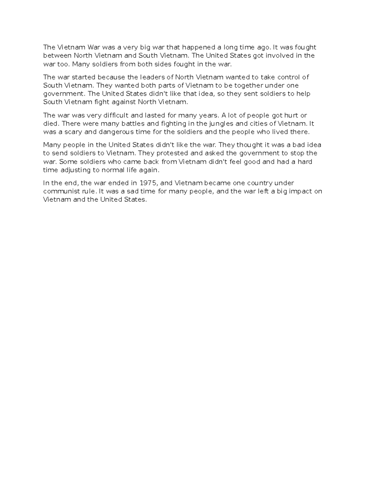 The Vietnam War 5th - decent sample - The Vietnam War was a very big ...