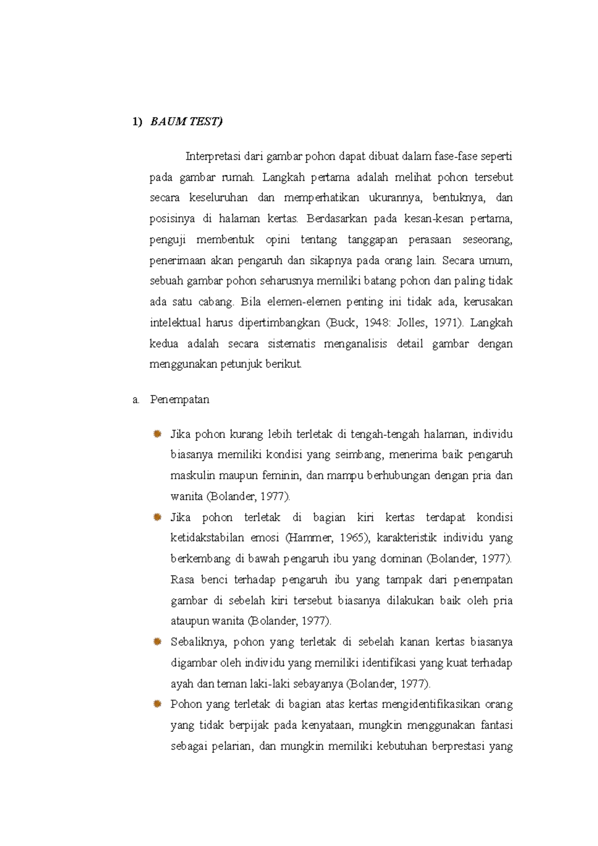 BAUM Test - Bahan Ajar Cara Test BAUM - 1) BAUM TEST) Interpretasi dari ...