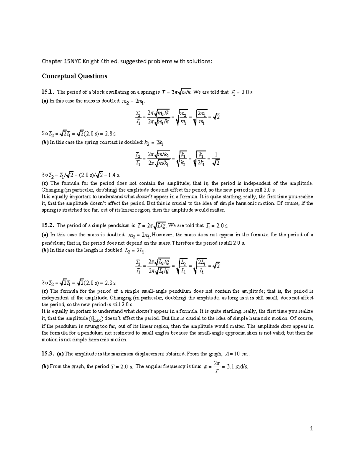 Chapter 15 suggested problems with solutions - Chapter 15NYC Knight 4th ed. suggested problems ...