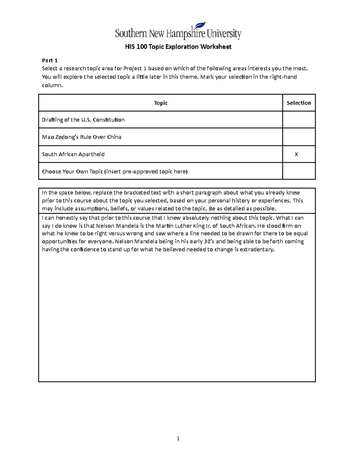 HIS 100 Topic Exploration Worksheet - HIS 100 Topic Exploration ...