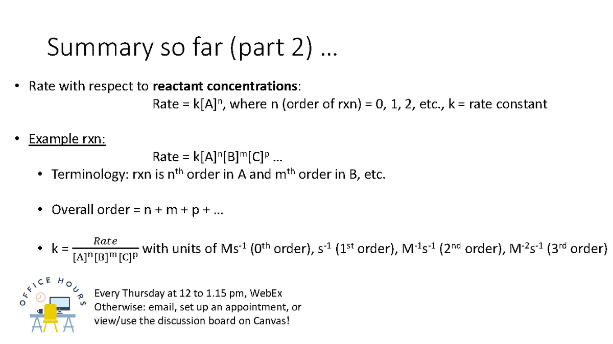 Module 2B-Chemical Kinetics Lectures Full - Summary so far (part 2 ...