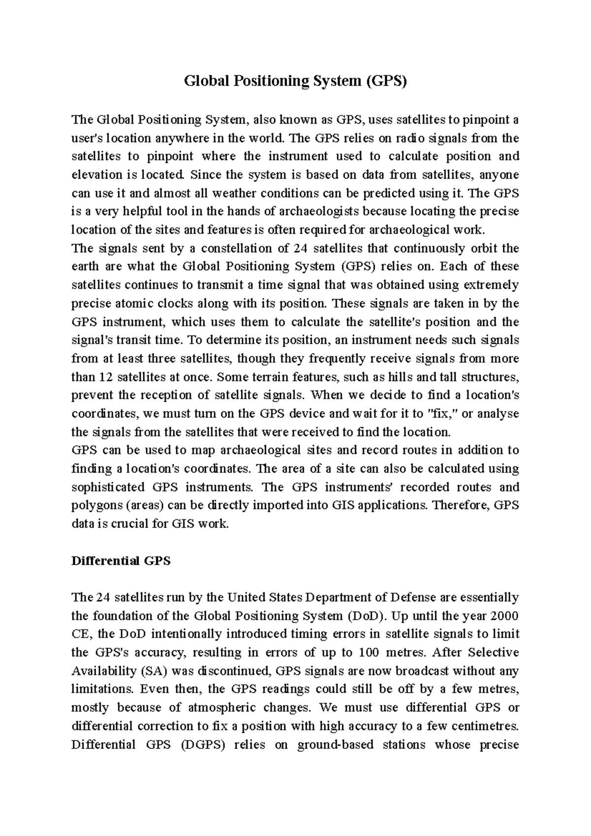 Global Positioning System (GPS) - The GPS relies on radio signals from ...