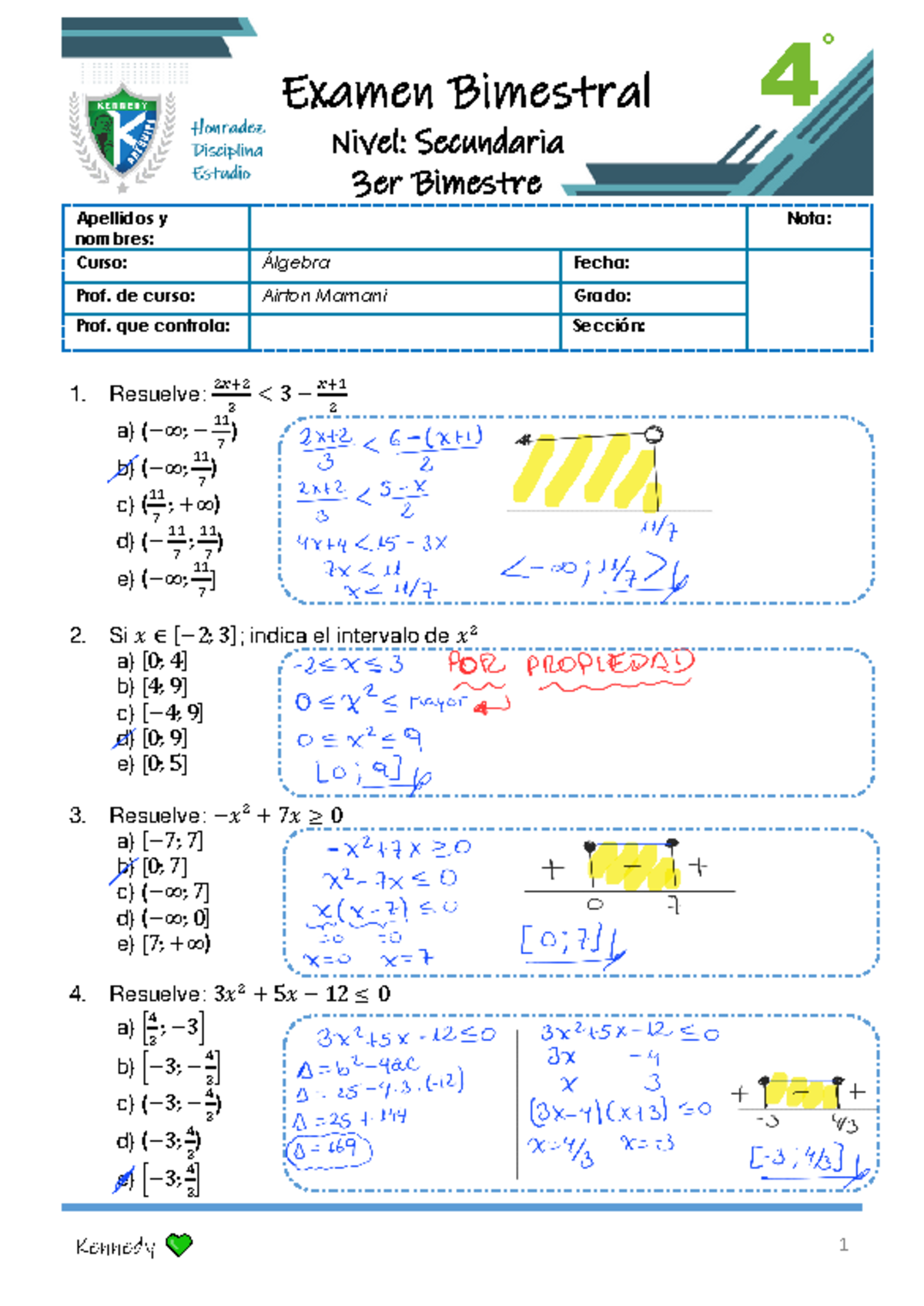4to Álgebra - 00000000000000000000000 - Kennedy 1 Examen Bimestral ...