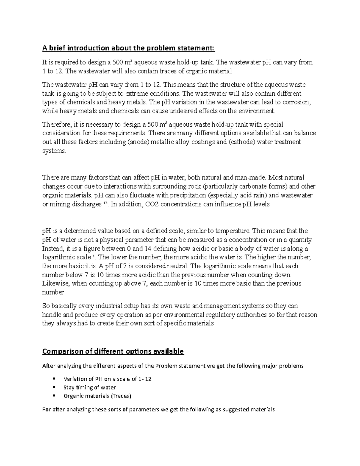 Material Selection for Water holdup - A brief introduction about the ...