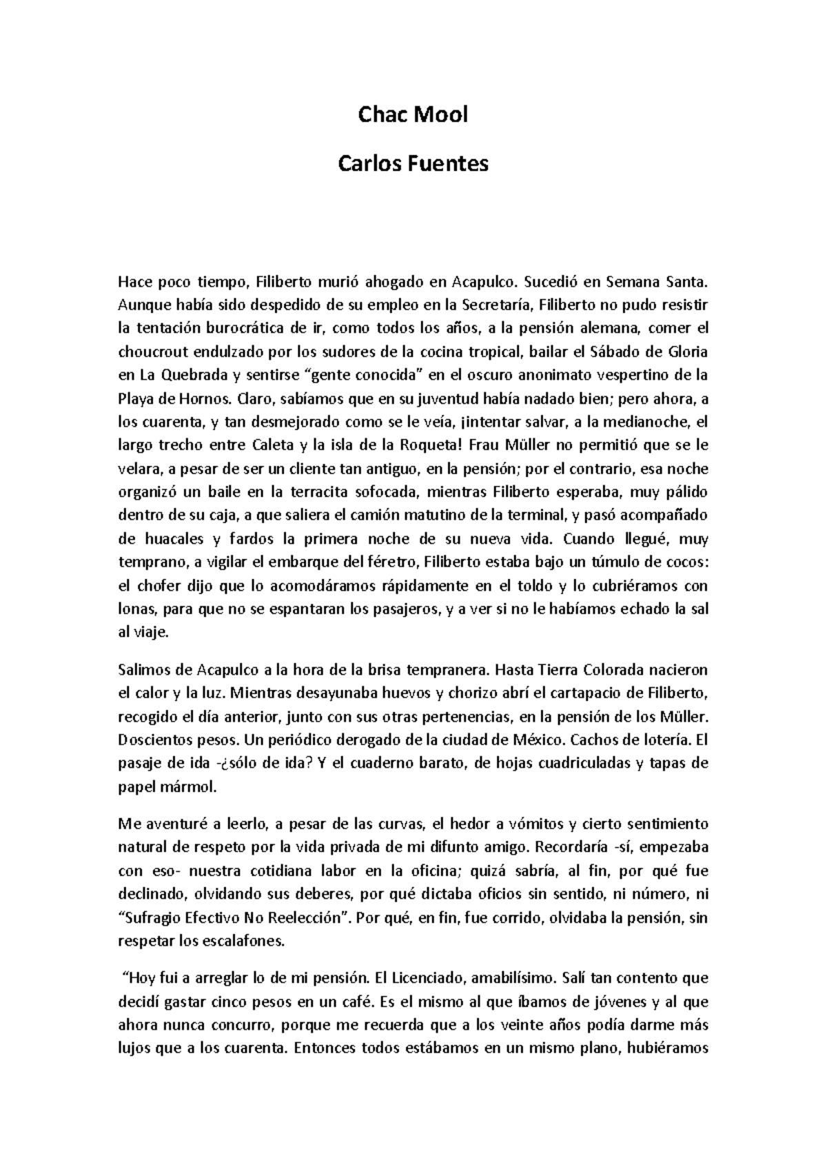 Chac Mool ES - Archivo - Chac Mool Carlos Fuentes Hace poco tiempo ...