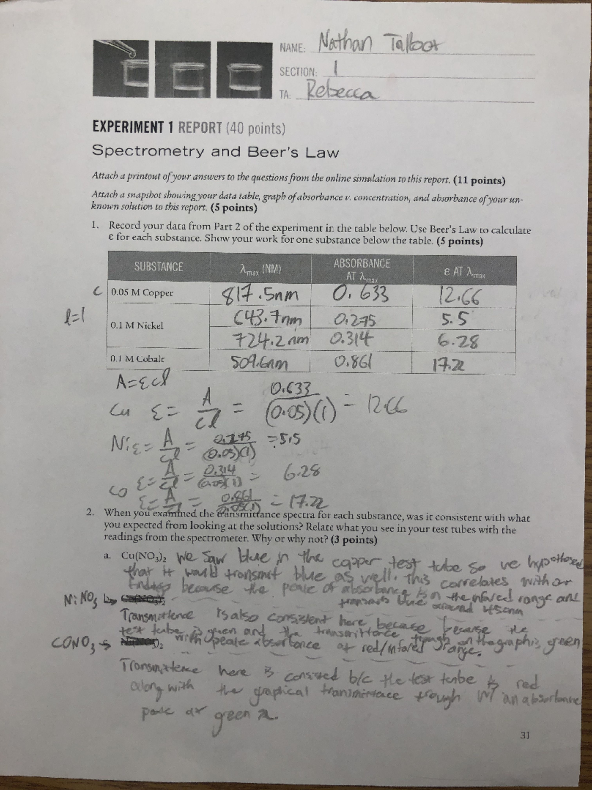 Experiment 1 lab - Question # Look closely at the model. What is used ...