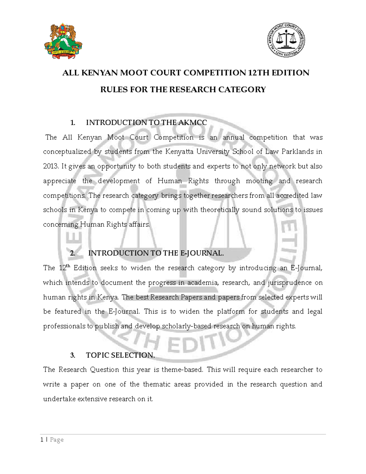 Research Rules FOR THE Akmcc 12TH Edition - ALL KENYAN MOOT COURT ...