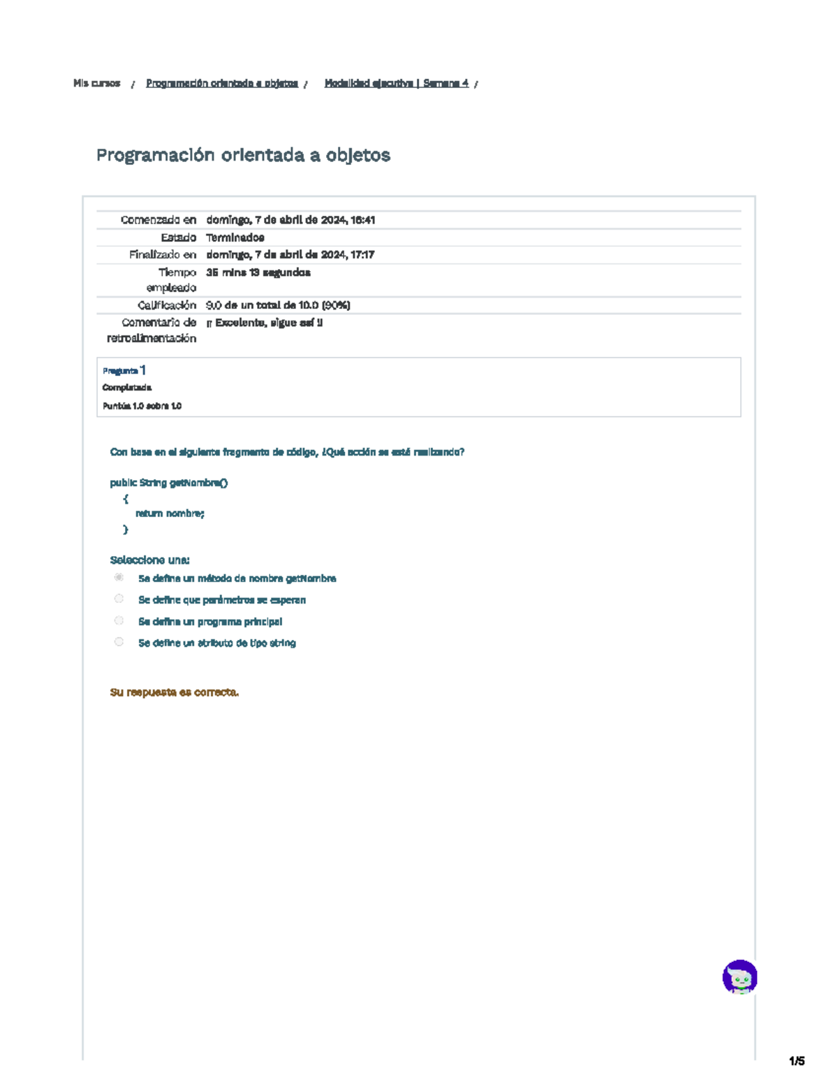 POO Semana 4 - Examen - Programacion Orientada a Objetos - Studocu