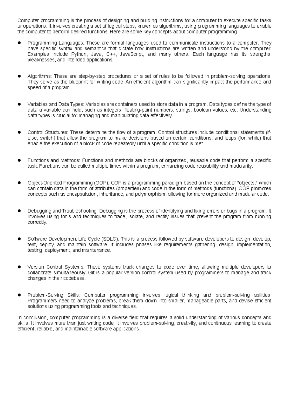 Computer programming is the process of designing a - It involves ...