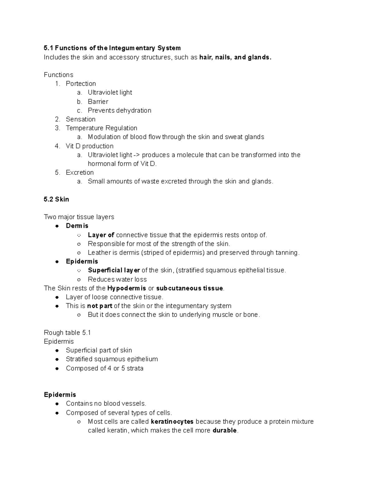 Chapter 5 A&P Notes - 5 Functions of the Integumentary System Includes ...
