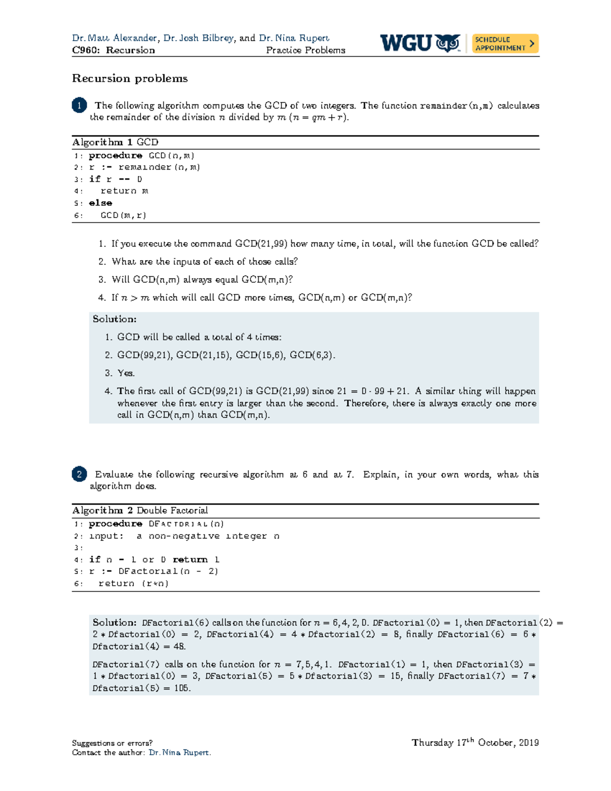 C960 Recursion Solutions - Dr. Matt Alexander,Dr. Josh Bilbrey, andDr ...