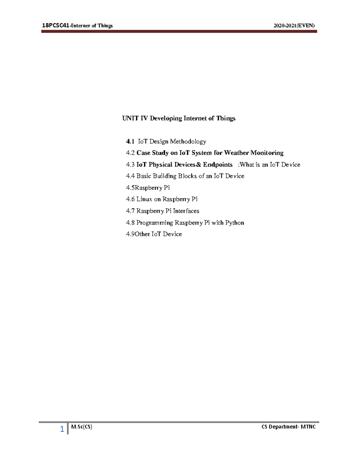 IOT-Unit IV - USEFU INFORMATION FOR TH INTERNET OF THINGS - UNIT IV Developing Internet of ...