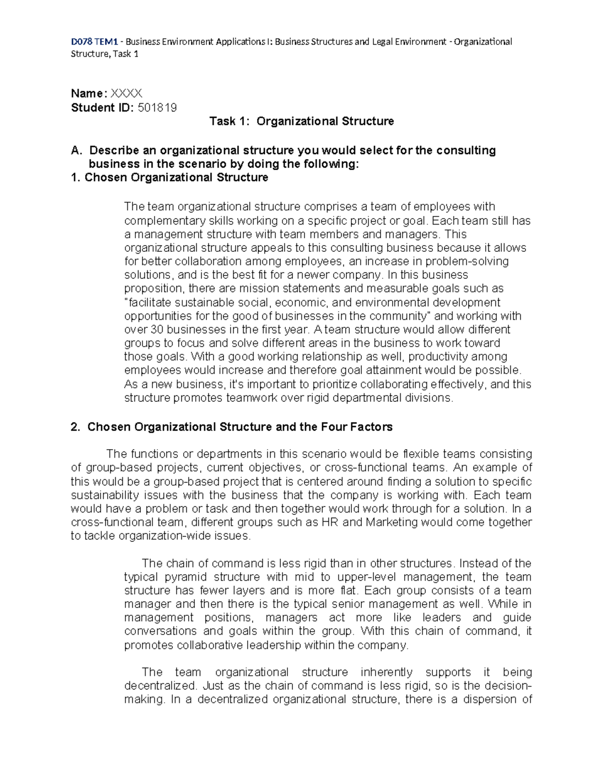 Task1 - task 1. Passed - D078 TEM1 - Business Environment Applications ...
