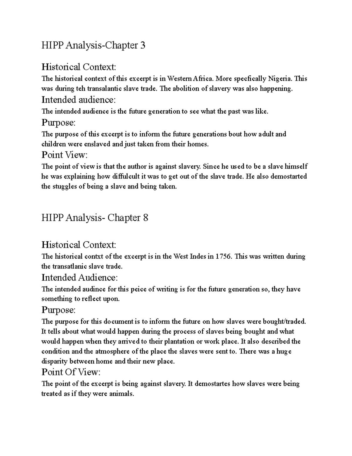 Jay Taneja - Equiano, slave narrative - HIPP Analysis-Chapter 3 H ...