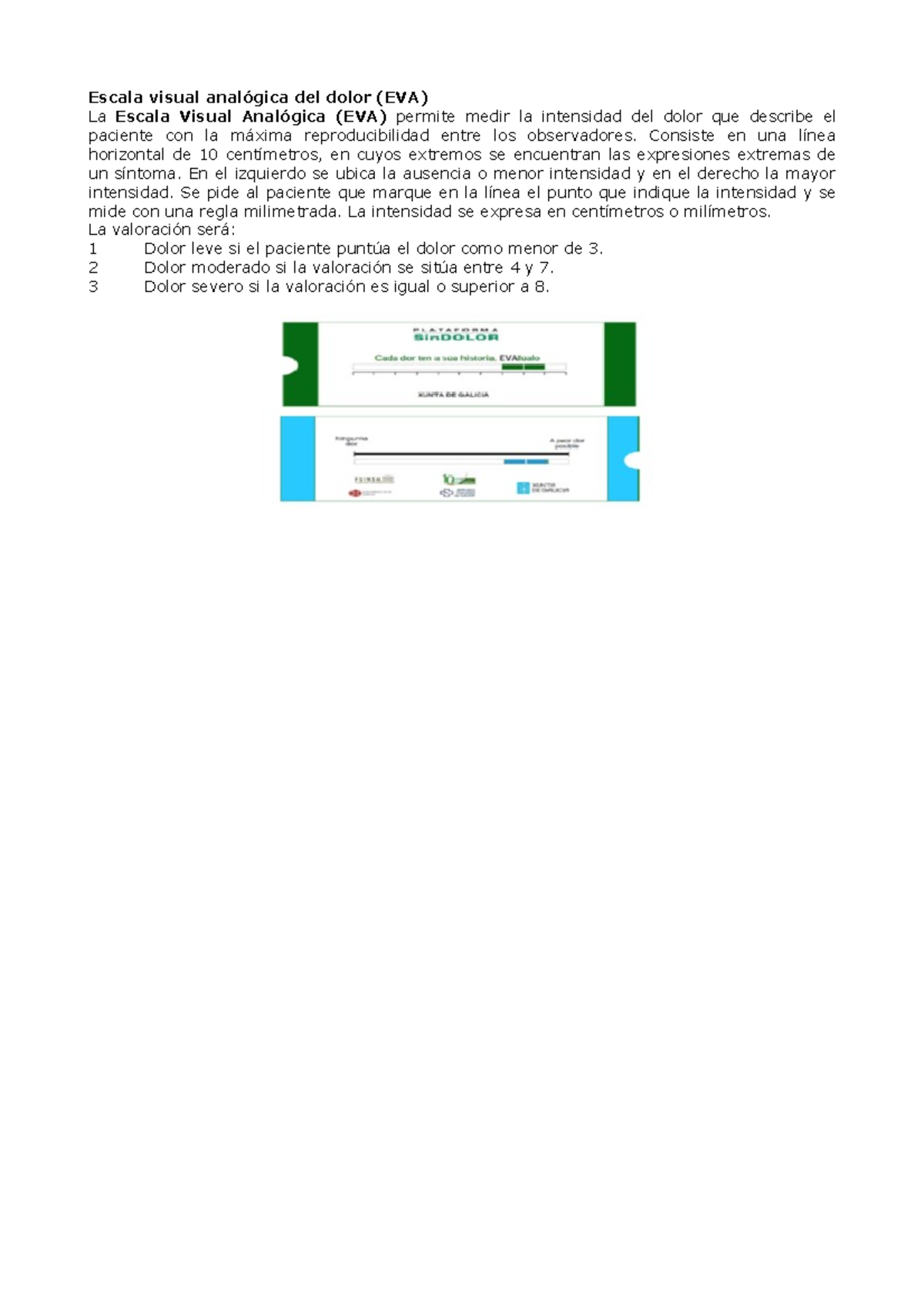 Escala EVA - ........ - Escala visual analógica del dolor (EVA) La ...