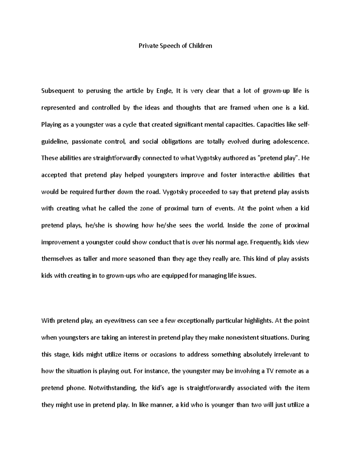 Private Speech - Effective Speech - Studocu