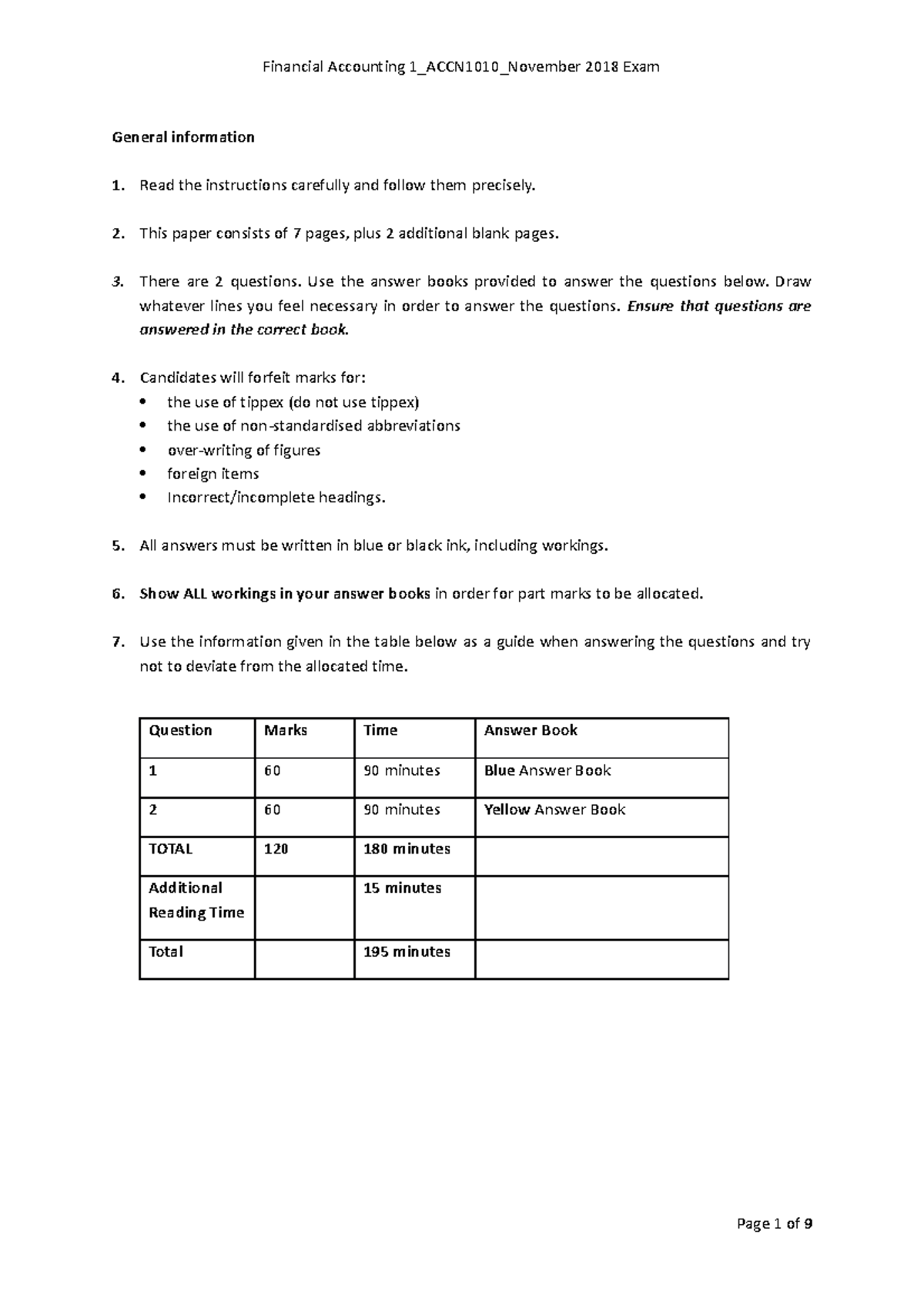 FA1 Nov 2018 Final clean - General information Read the instructions ...