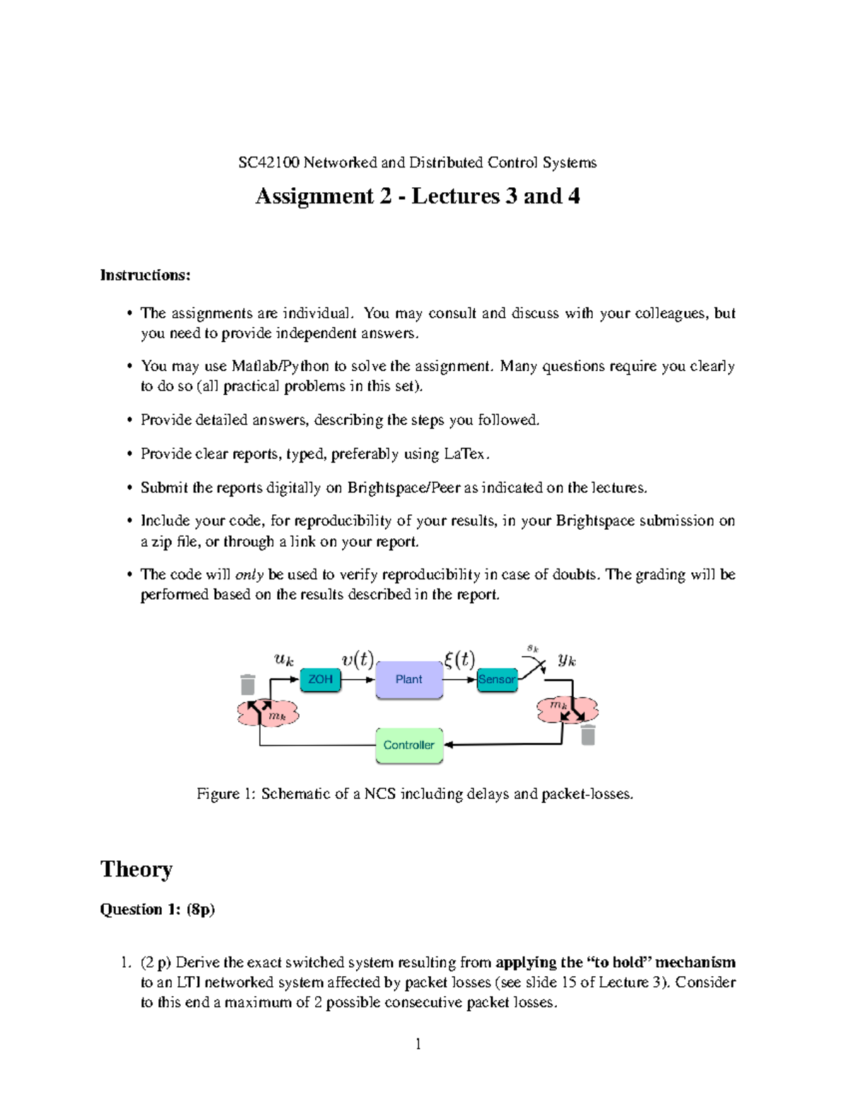 Ndcs Assignment 2 Sc42100 Networked And Distributed Control Systems