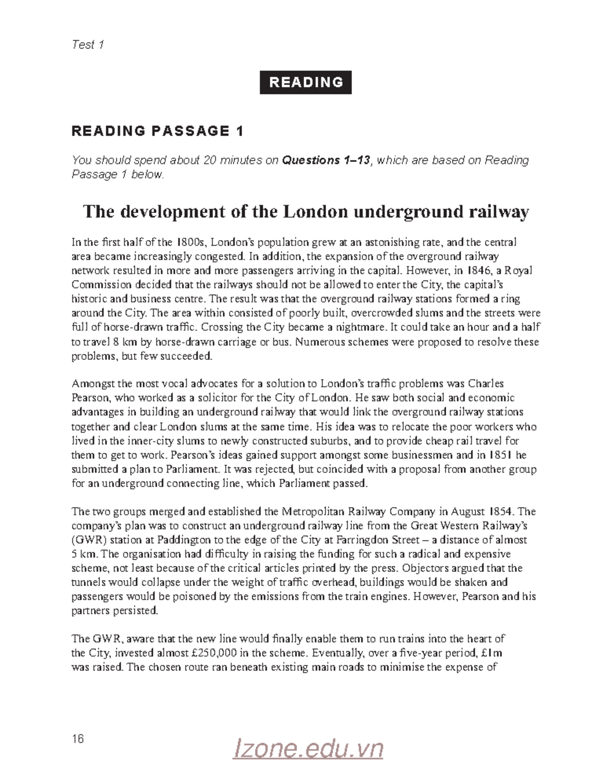 Cambridge 17 - Test1 - Reading - Test 1 ####### 16 R E AD IN G READING ...