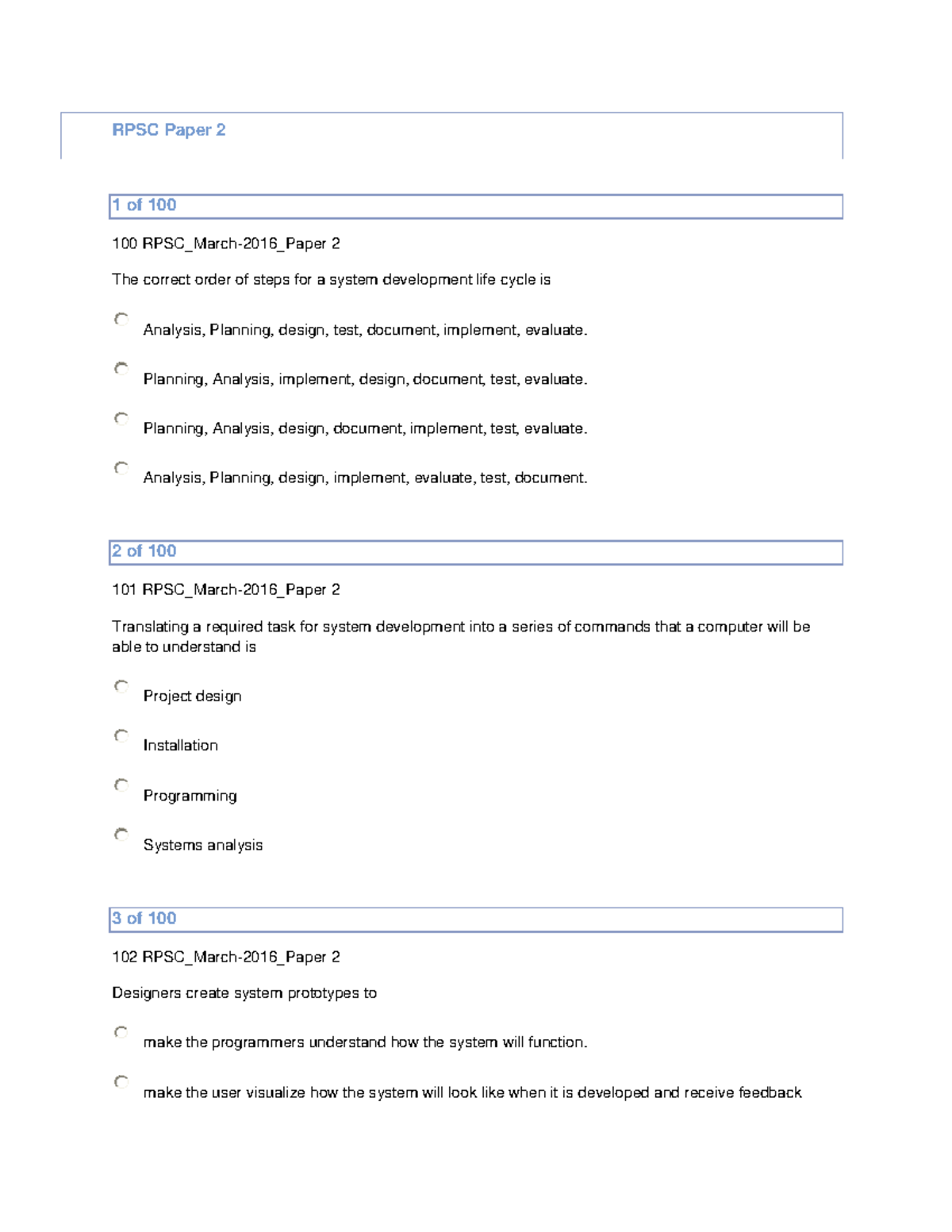 Acp paper for cse - RPSC Paper 2 1 of 100 100 RPSC_March-2016_Paper 2 ...