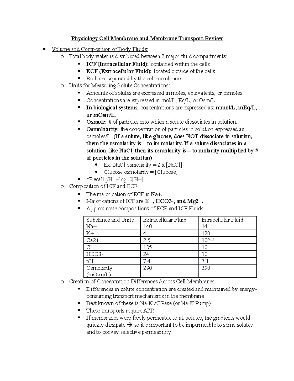Physiology Cell Membrane and Membrane Transport Review - Both are ...