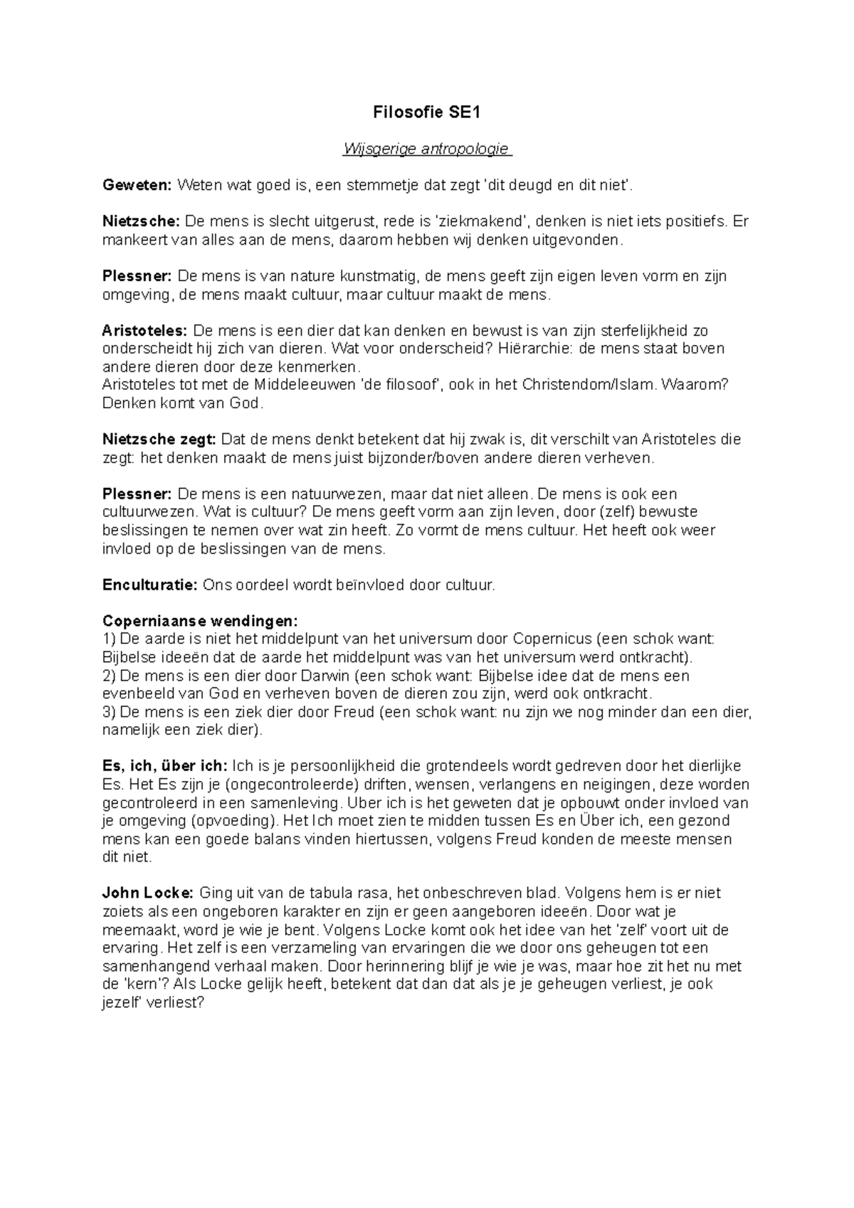Filosofie SE1 - samenvatting van verschillende hoofdstukken - Cogito ...