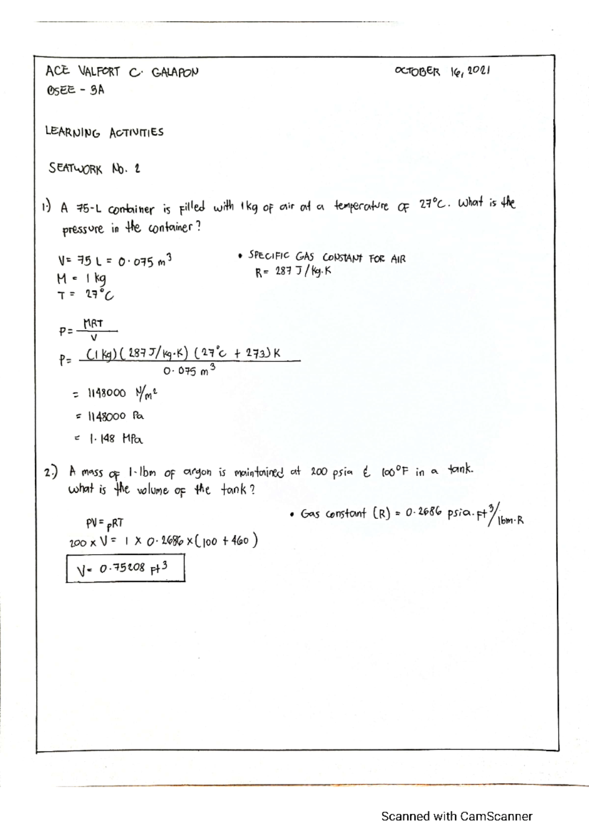 LA 2 - FLUID MECHANICS - BS Electrical Engineering - Studocu