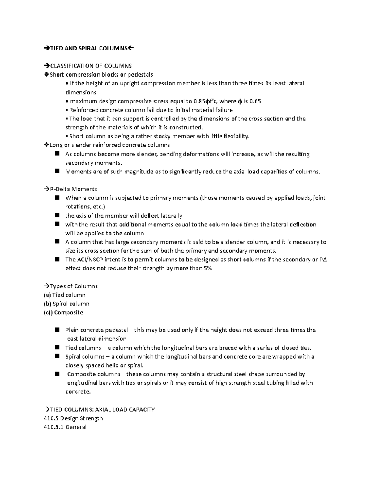 TIED AND Spiral Columns - TIED AND SPIRAL COLUMNS CLASSIFICATION OF ...