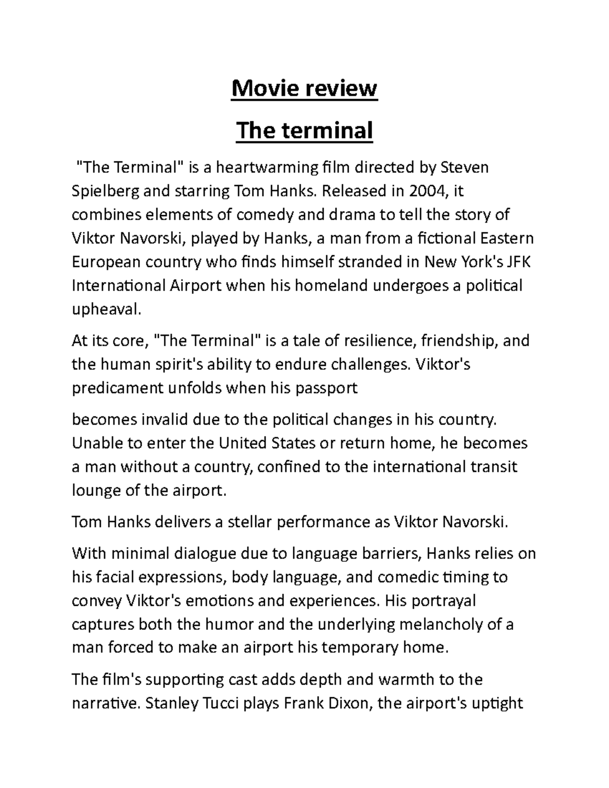 Movie review 2 - hh teri mAA ks bhosd - Movie review The terminal "The ...