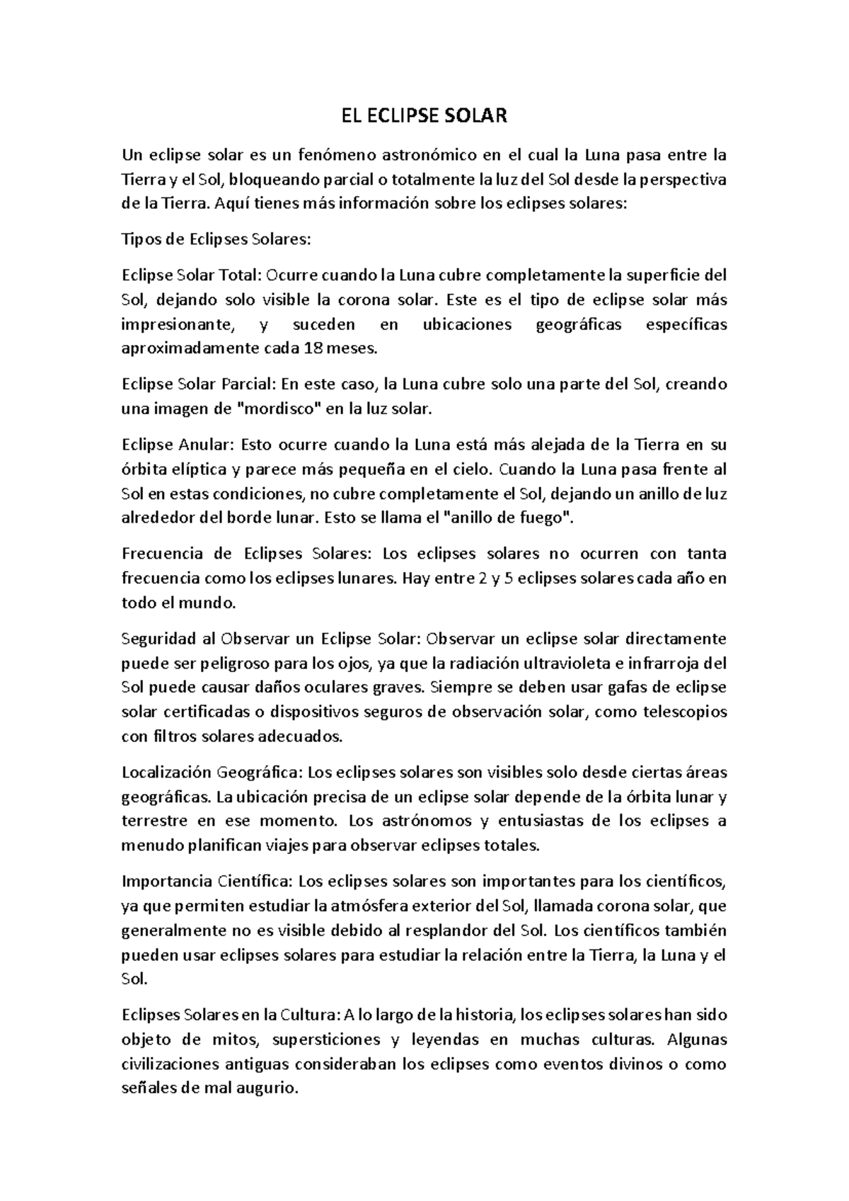 EL Eclipse Solar - - Studocu