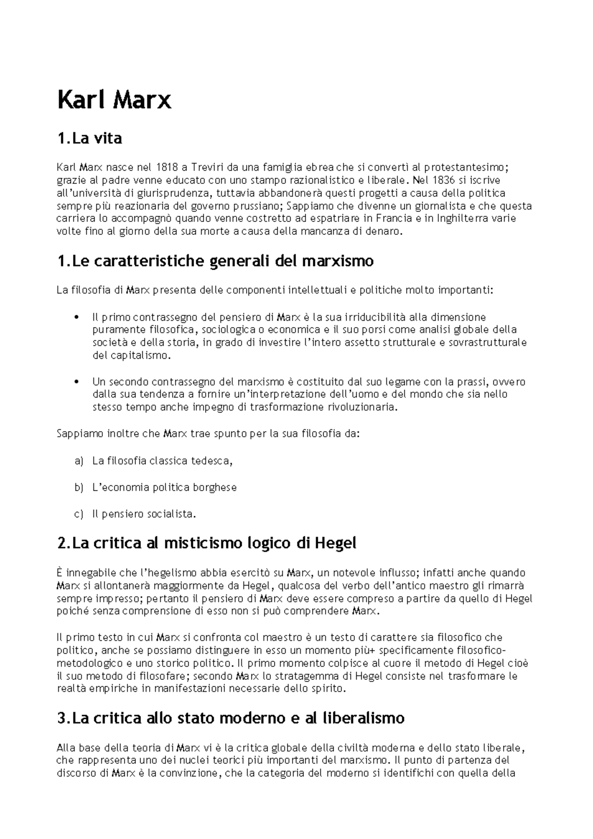 Karl Marx - Appunti sulla filosifa di marx - Karl Marx 1 vita Karl Marx ...