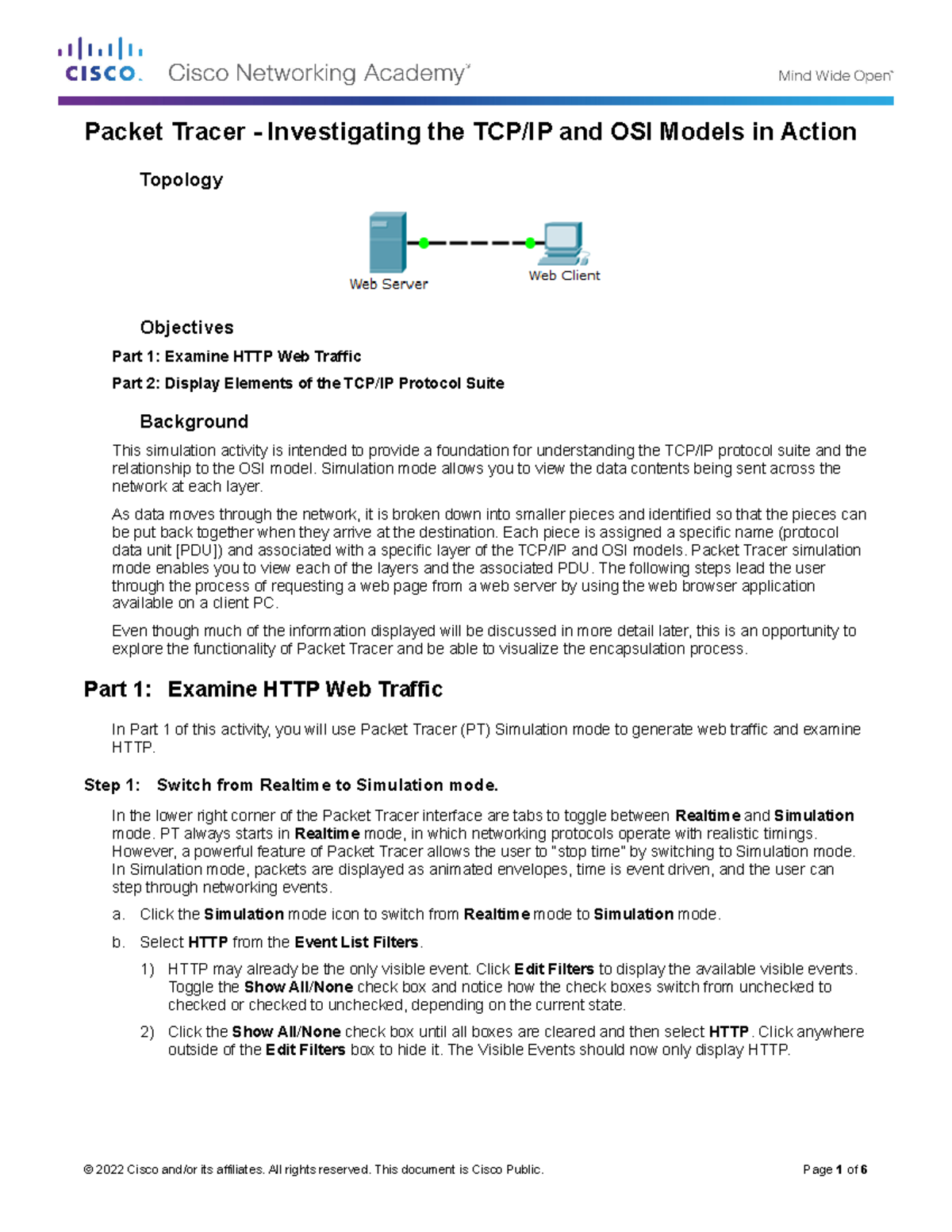 3.2.4.6 Packet Tracer - (9-7-22) Investigating the TCP-IP and OSI ...