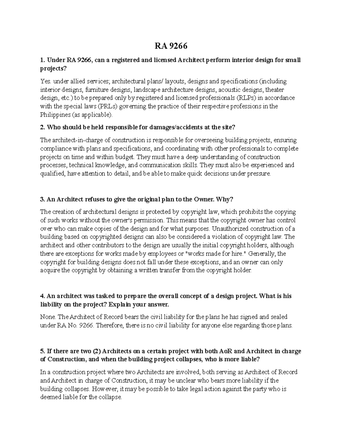 RA 9266 - This is laws related to architecture base on RA 9266. - RA ...